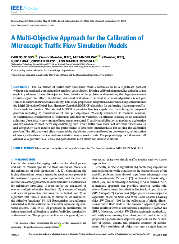 Pdf A Multi Objective Approach For The Calibration Of Microscopic