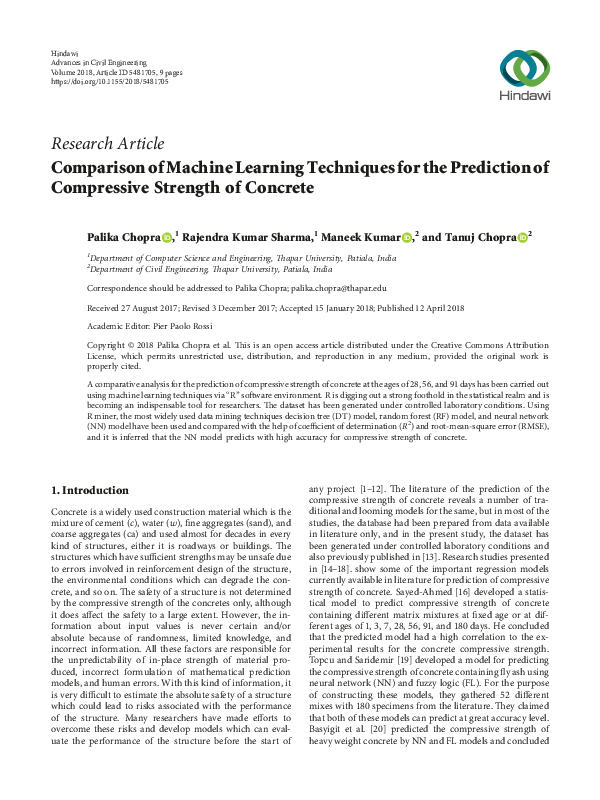 (PDF) Comparison of Machine Learning Techniques for the Prediction of ...