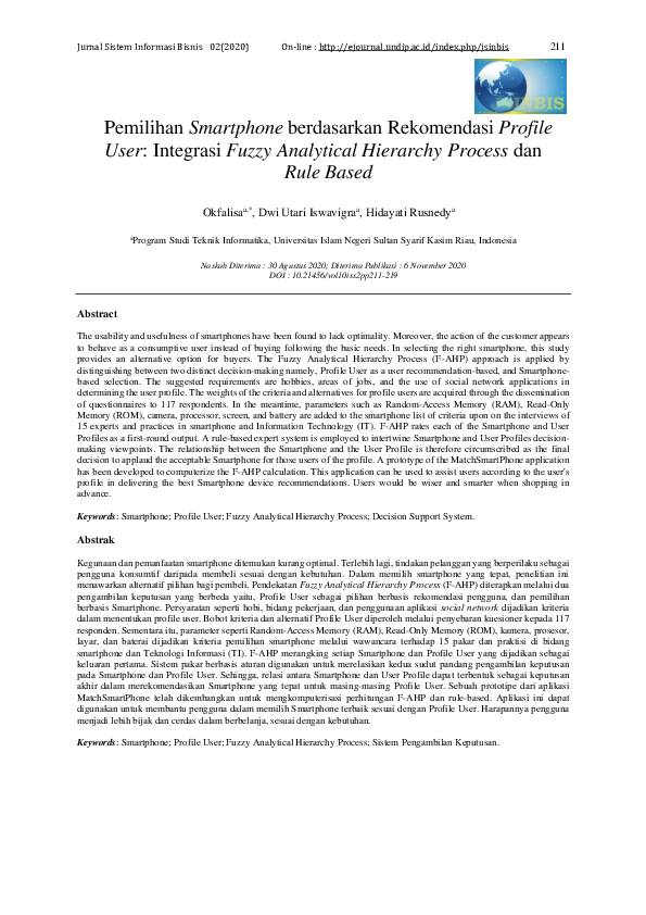 (PDF) Pemilihan Smartphone Berdasarkan Rekomendasi Profile User ...