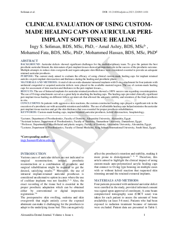 (PDF) Clinical evaluation of using Custom-made healing caps on ...