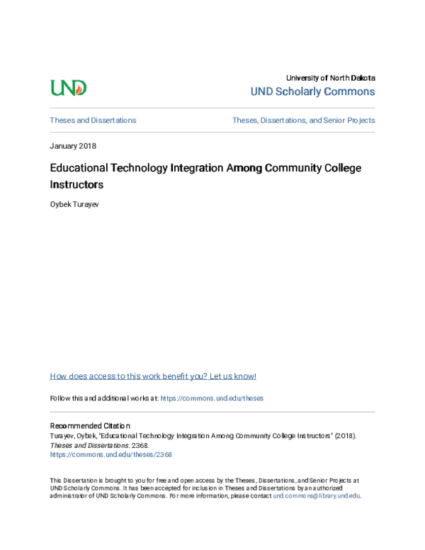 (PDF) Educational Technology Integration among Community College ...