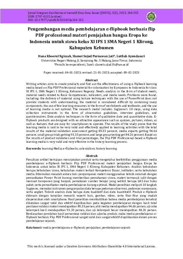 (PDF) Pengembangan media pembelajaran e-flipbook berbasis flip PDF professional materi ...