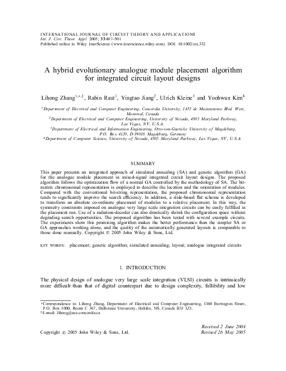 (PDF) A hybrid evolutionary analogue module placement algorithm for integrated circuit layout ...