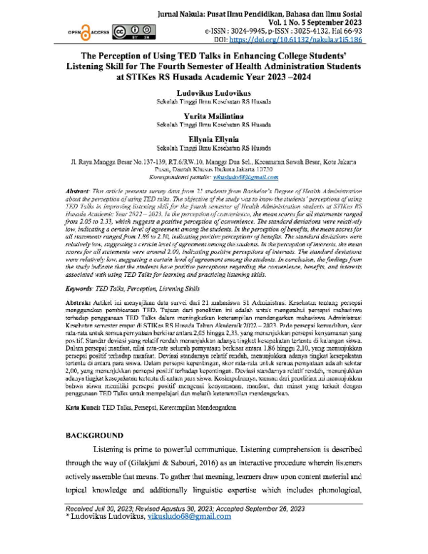 (PDF) The Perception of Using TED Talks in Enhancing College Students ...