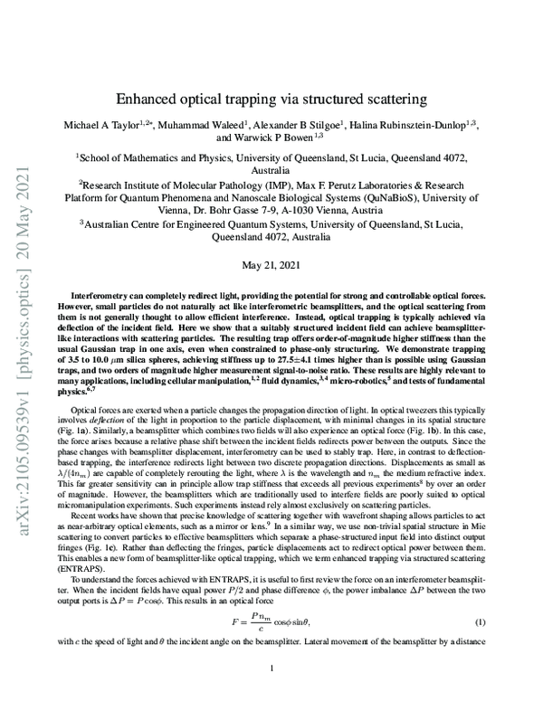 (PDF) Enhanced optical trapping via structured scattering