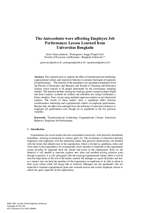 (PDF) The Antecedents were affecting Employee Job Performance Lesson ...