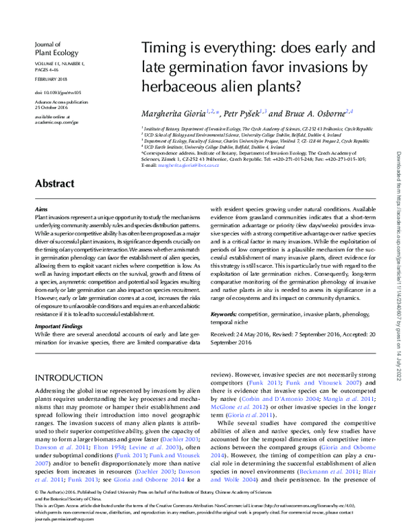 (PDF) Timing is everything: does early and late germination favor ...