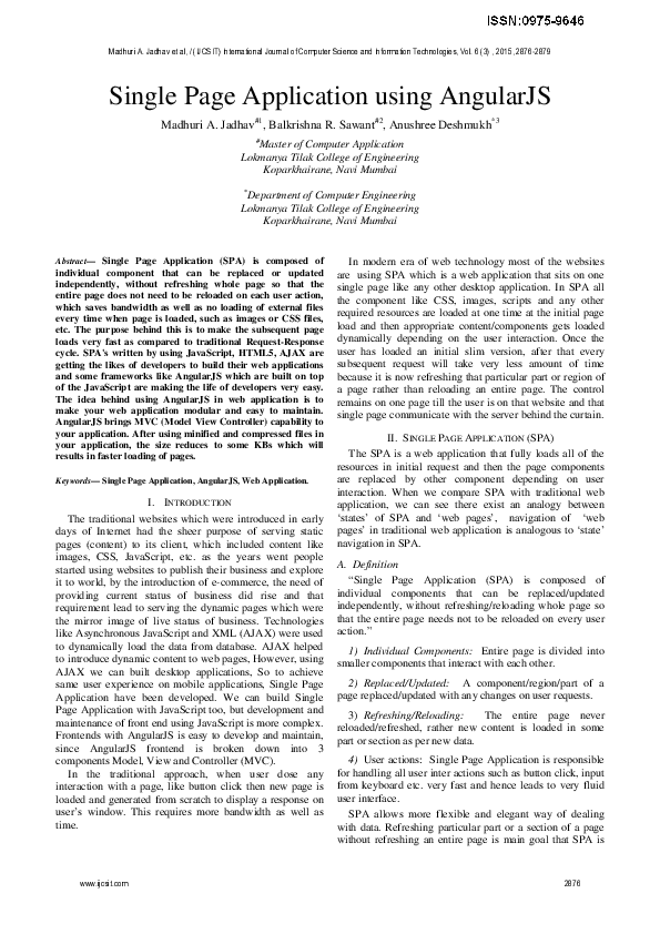 (PDF) Single Page Application using AngularJS
