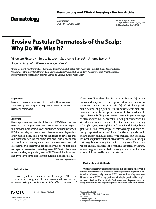(PDF) Erosive Pustular Dermatosis of the Scalp: Why Do We Miss It?