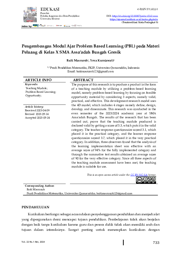 (PDF) Pengembangan Modul Ajar Problem Based Learning (PBL) pada Materi ...