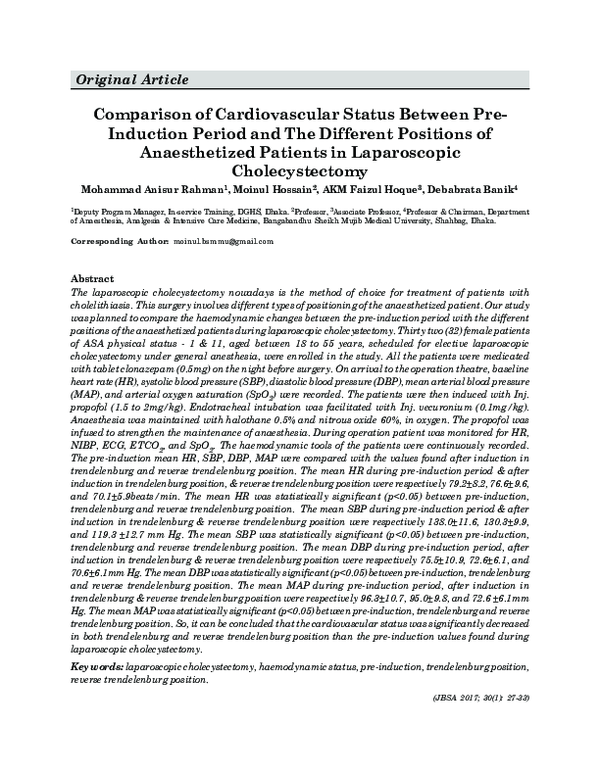 (PDF) Comparison of Cardiovascular Status Between Pre- Induction Period ...