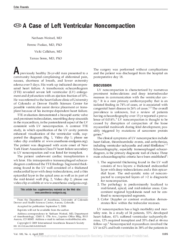 (PDF) A Case of Left Ventricular Noncompaction