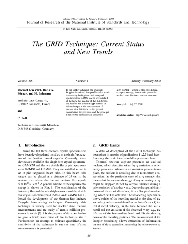 (PDF) The GRID technique: Current status and new trends