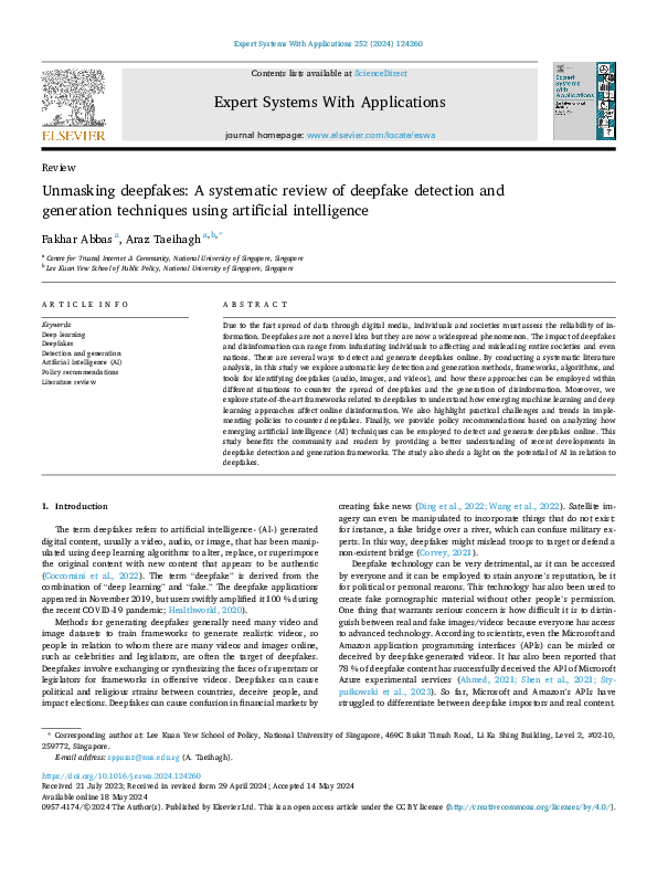 (PDF) Unmasking deepfakes: A systematic review of deepfake detection ...