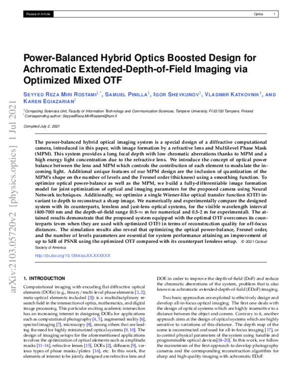 (PDF) Power-Balanced Hybrid Optics Boosted Design for Achromatic ...