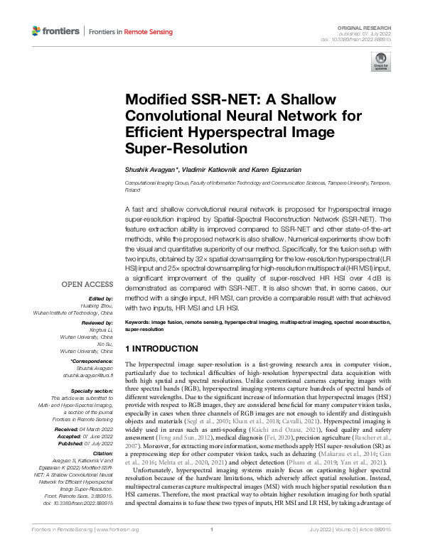 (PDF) Modified SSR-NET: A Shallow Convolutional Neural Network for Efficient Hyperspectral Image ...