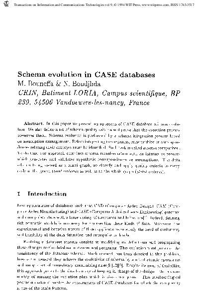 (PDF) Schema Evolution In CASE Databases | Mourad Bouneffa - Academia.edu