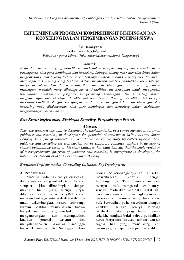 (PDF) Implementasi Program Komprehensif Bimbingan Dan Konseling Dalam ...