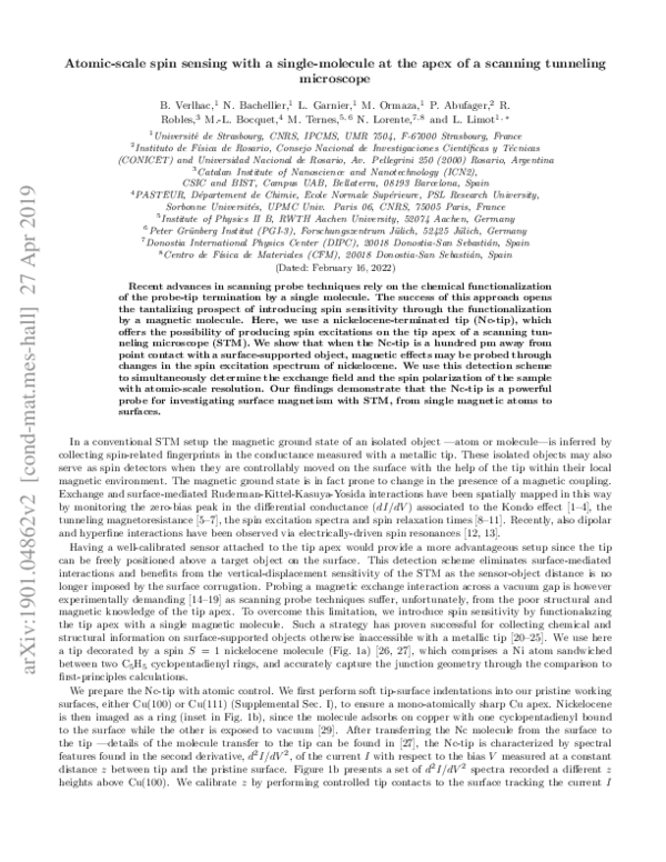 (PDF) Atomic-scale magnetometry with a single-molecule spin sensor at ...