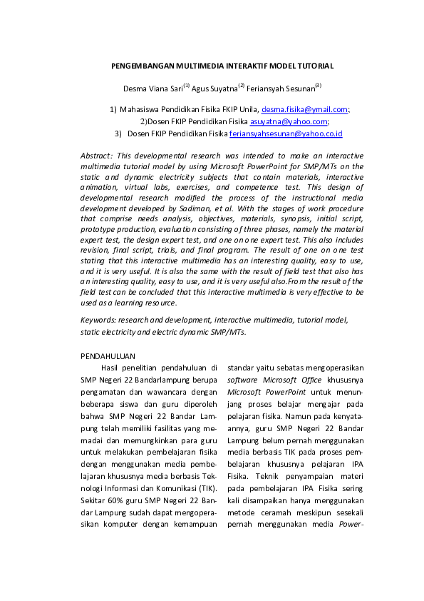 (PDF) Pengembangan Multimedia Interaktif Model Tutorial