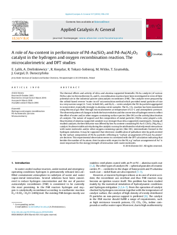 (PDF) A role of Au-content in performance of Pd-Au/SiO2 and Pd-Au/Al2O3 ...