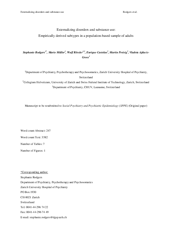 (PDF) Externalizing disorders and substance use: empirically derived ...