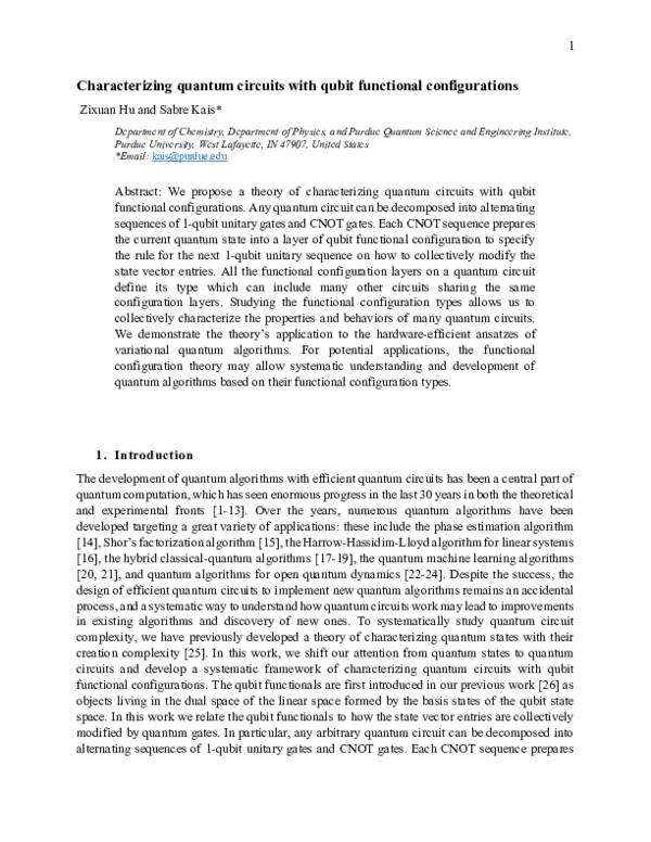 (PDF) Characterizing quantum circuits with qubit functional configurations