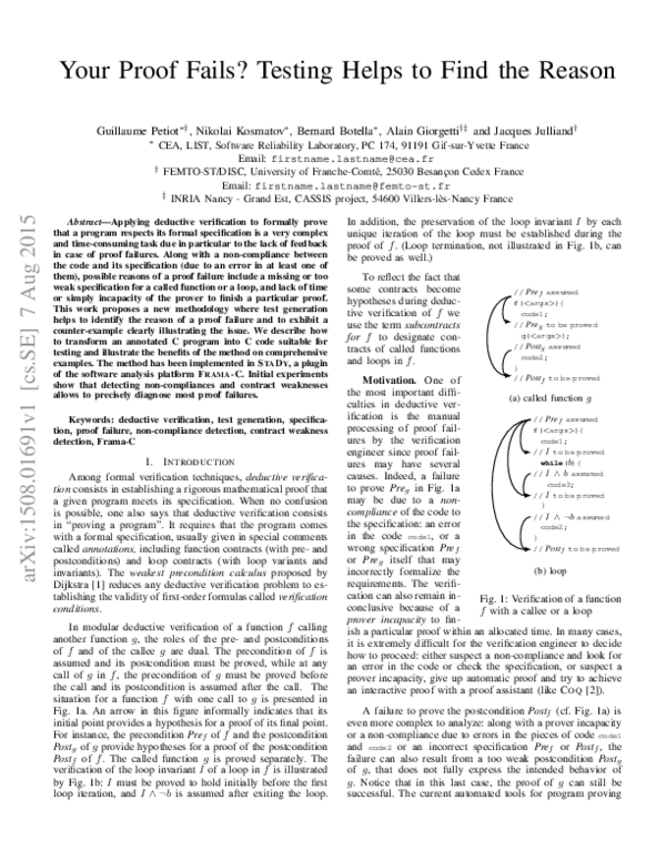 (PDF) Your Proof Fails? Testing Helps to Find the Reason