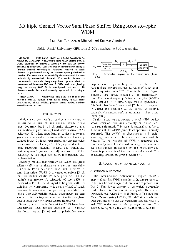 (PDF) Multiple channel Vector Sum Phase Shifter Using Acousto-optic WDM ...