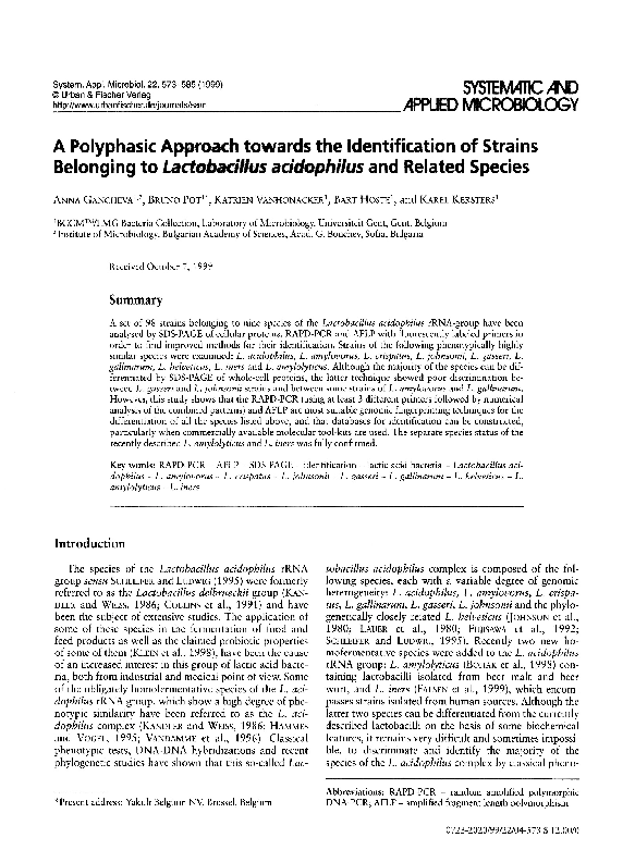 (PDF) A Polyphasic Approach towards the Identification of Strains ...