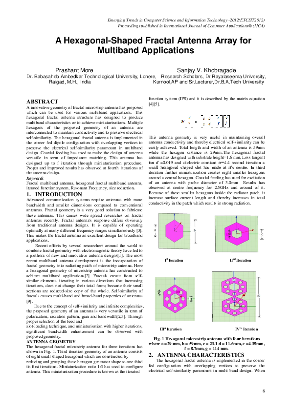 (PDF) A Hexagonal-Shaped Fractal Antenna Array for Multiband Applications