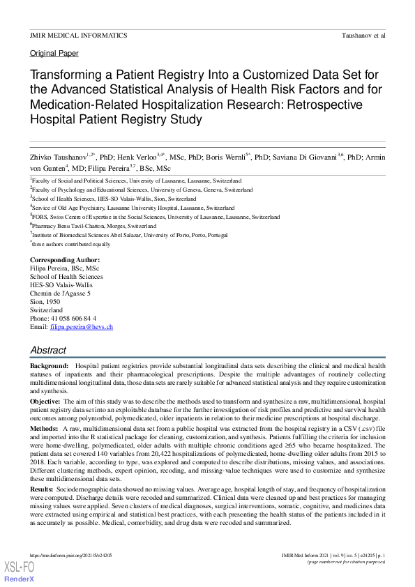 (PDF) Transforming a Patient Registry Into a Customized Data Set for ...