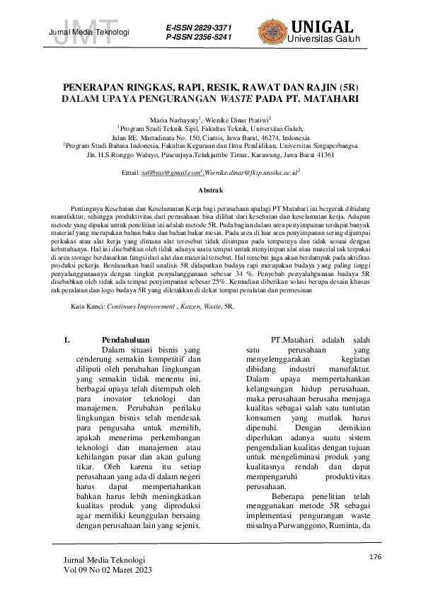 (PDF) Penerapan Ringkas, Rapi, Resik, Rawat Dan Rajin (5R) Dalam Upaya ...