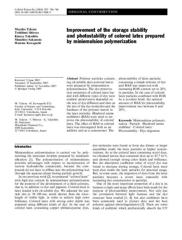 (PDF) Improvement of the storage stability and photostability of ...