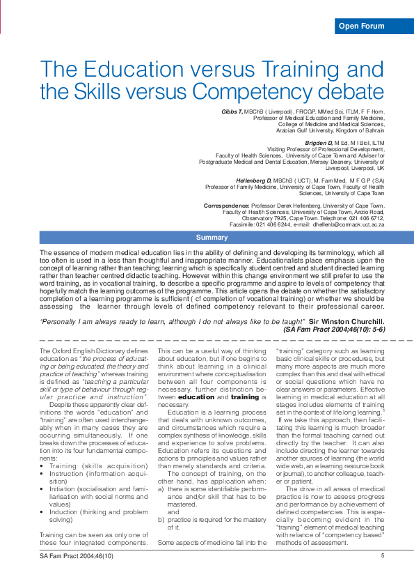 (PDF) Merging Education and Training in Medical Competency