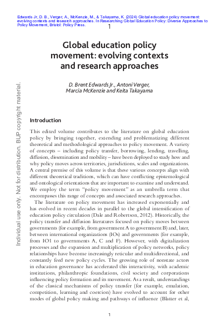 (PDF) Global Education Policy Movement: Evolving Contexts and Research Approaches