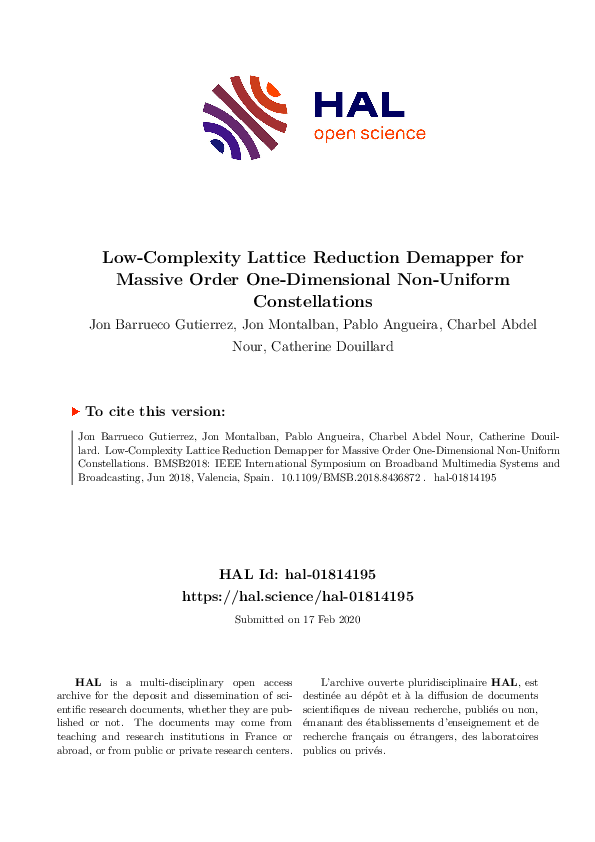 (PDF) Low-Complexity Lattice Reduction Demapper for Massive Order One ...