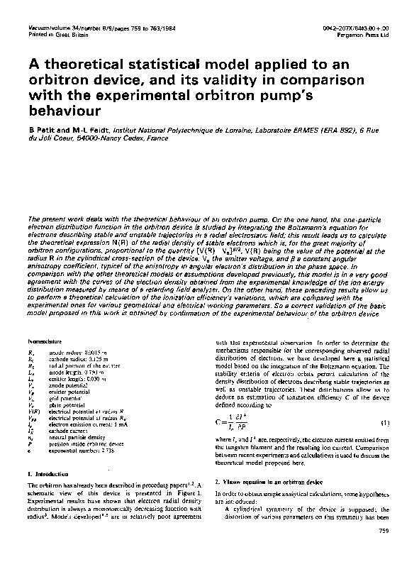 (PDF) A theoretical statistical model applied to an orbitron device ...