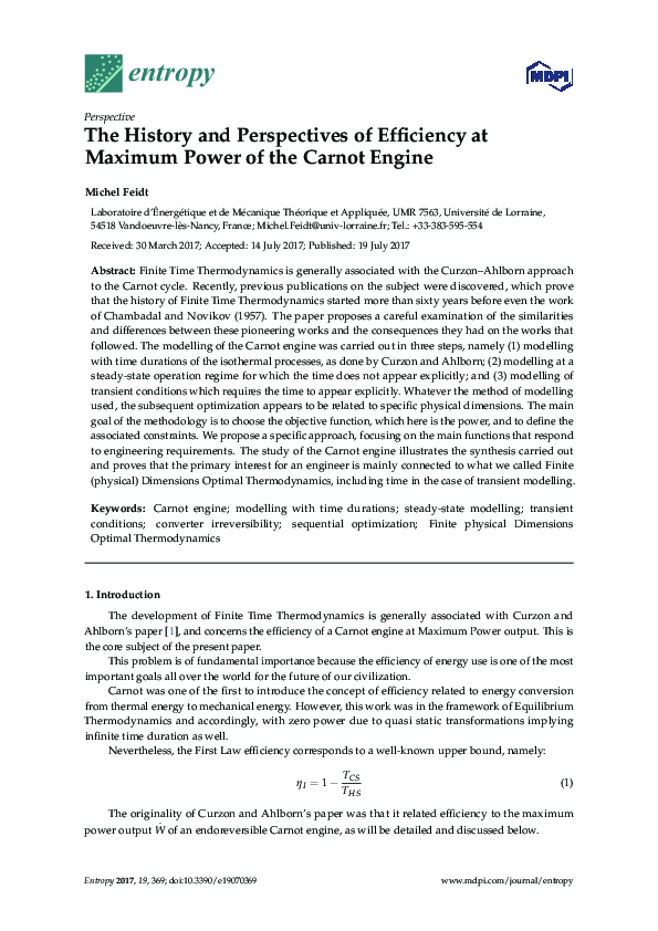 (PDF) The History and Perspectives of Efficiency at Maximum Power of ...