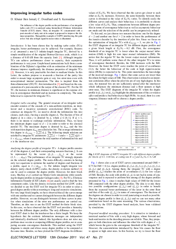 (PDF) Improving irregular turbo codes