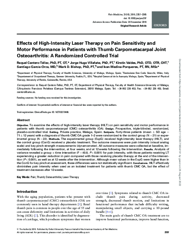 (PDF) Effects of High-Intensity Laser Therapy on Pain Sensitivity and ...