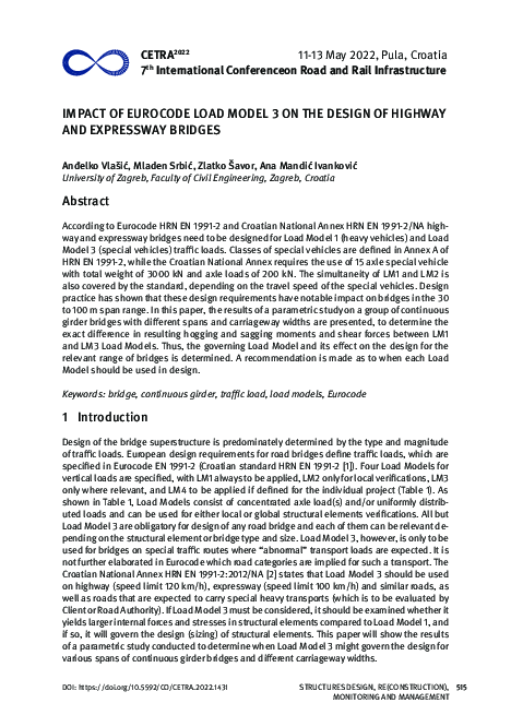 (PDF) Impact of Eurocode Load Model 3 on the design of highway and ...
