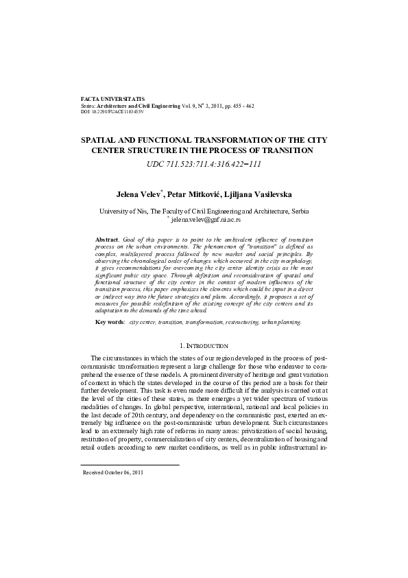 (PDF) Spatial and functional transformation of the city center ...