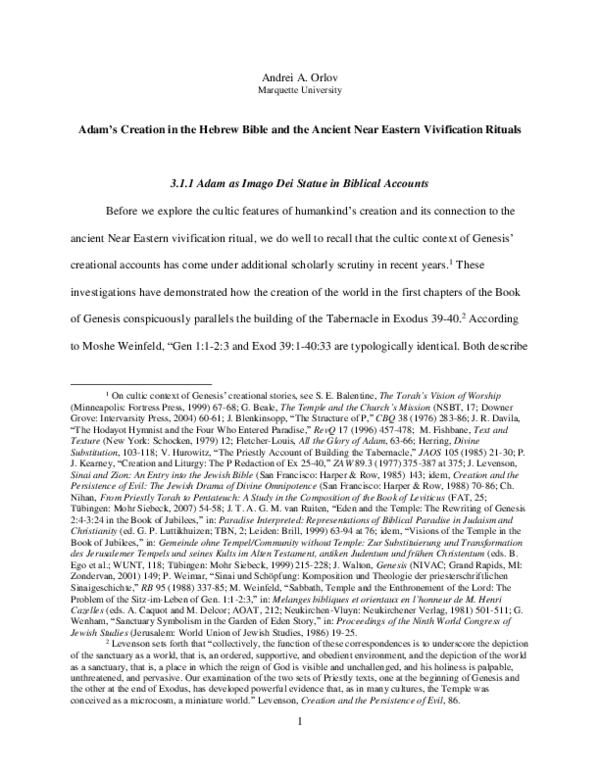 (PDF) Adam’s Creation in the Hebrew Bible and the Ancient Near Eastern ...
