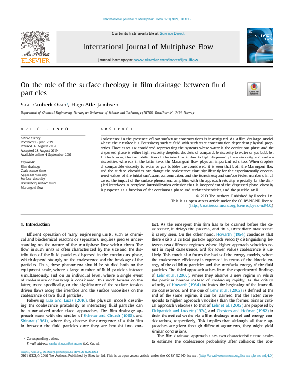 (PDF) On the role of the surface rheology in film drainage between ...