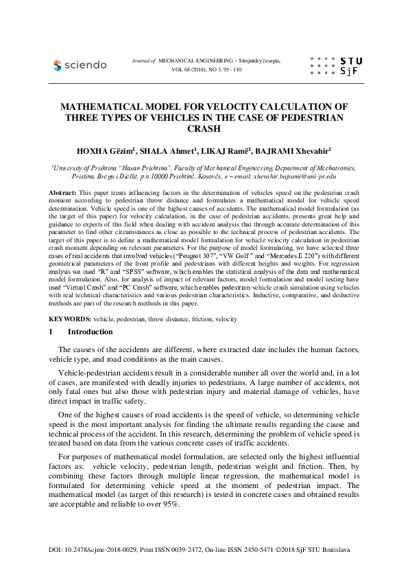 (PDF) Mathematical Model for Velocity Calculation of Three Types of ...