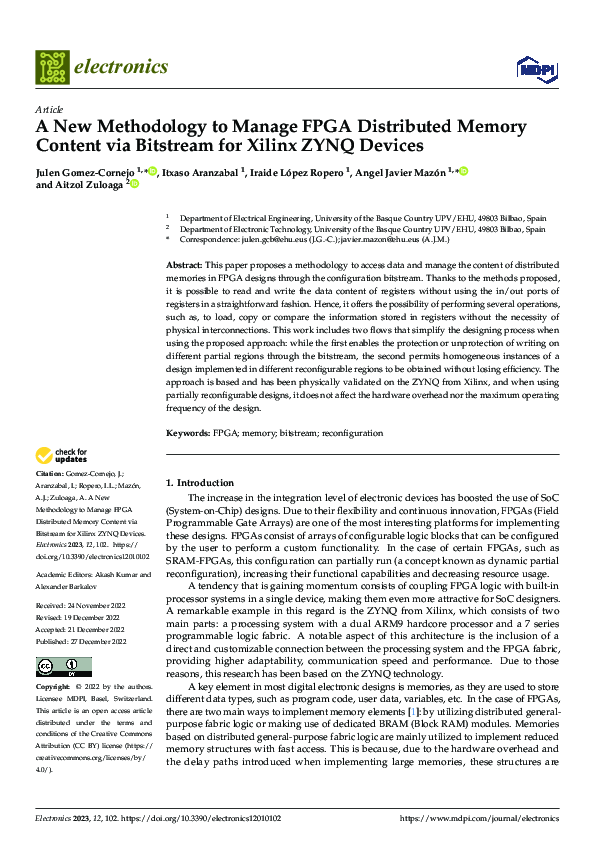 (PDF) A New Methodology to Manage FPGA Distributed Memory Content via Bitstream for Xilinx ZYNQ ...