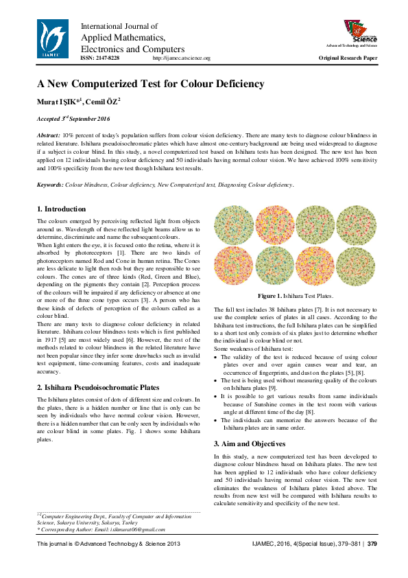 (PDF) A New Computerized Test for Colour Deficiency