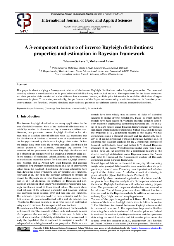 (PDF) A 3-component mixture of inverse Rayleigh distributions: properties and estimation in ...