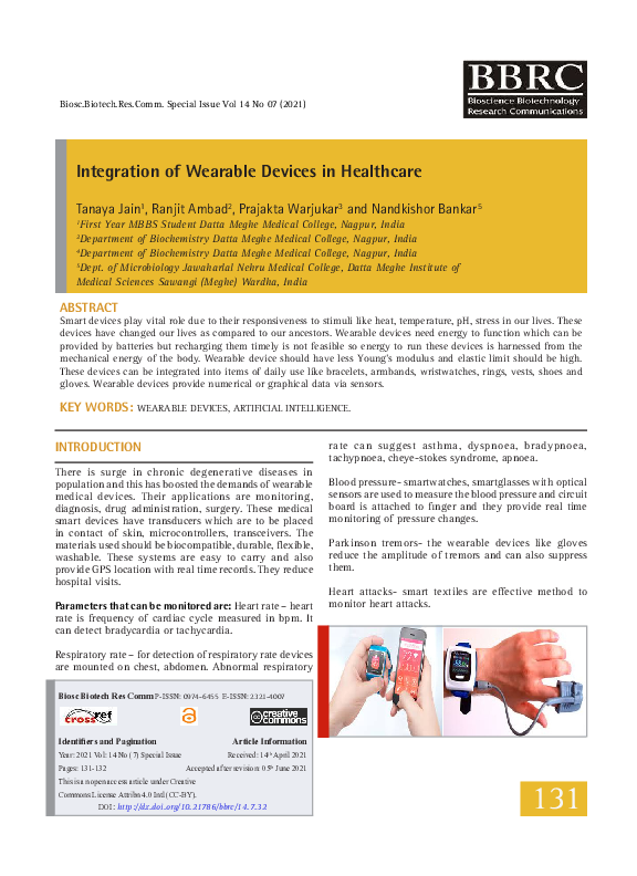 (PDF) Integration of Wearable Devices in Healthcare | Tanaya Jain ...